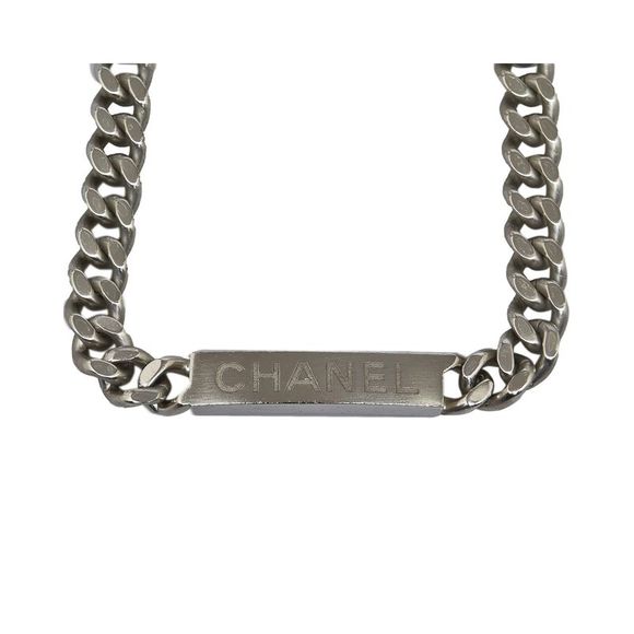 CHANEL | Jewelry | Chanel Curb Link Chain Id Logo Necklace | Poshmark
